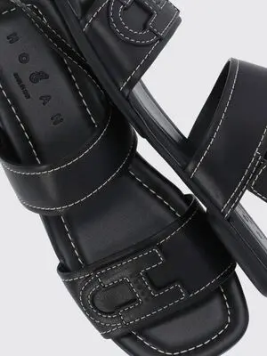 Hogan Leather Slingback Sandals - Black