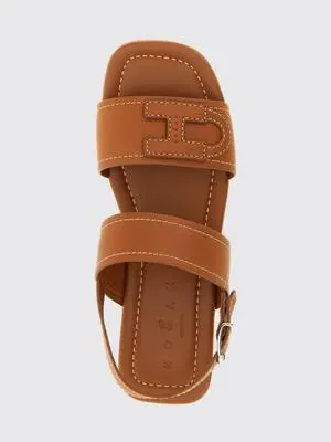 Hogan H685 Leather Slingback Sandals - Brown