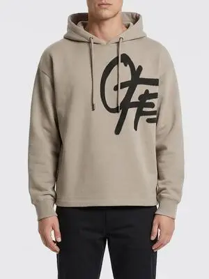 Off-White Cotton Hoodie With Logo - Grey