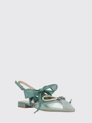 Pinko Ballet Pumps With Lace-up Detail - Sage