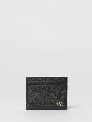 Valentino Garavani Vlogo Signature Grained Leather Credit Card Holder - Black