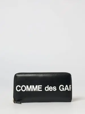Comme Des Garçons Leather Wallet With Printed Logo - Black