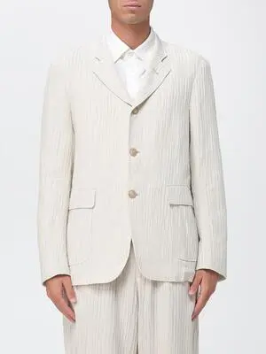 Emporio Armani Single-breasted Viscose Blazer With Patch Pockets - Beige