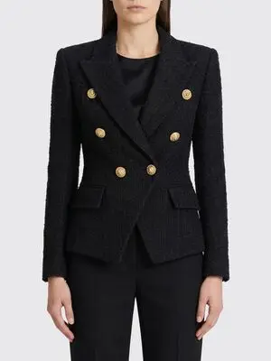 Balmain Double-breasted Wool Blend Blazer - Black
