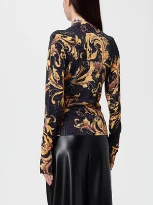 Versace Gold Baroque Print Mock Neck Jumper