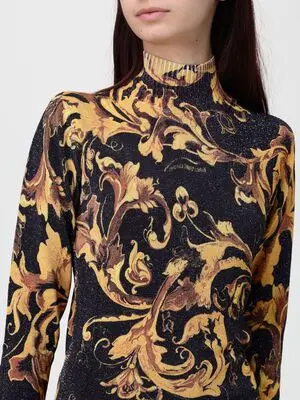 Versace Gold Baroque Print Mock Neck Jumper