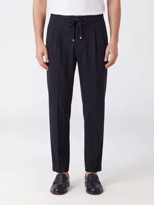 Brunello Cucinelli Straight-leg Wool Drawstring Waist Trousers - Blue 1