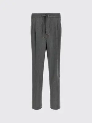 Brunello Cucinelli Straight-leg Wool Drawstring Waist Trousers - Grey 1