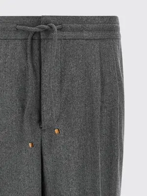 Brunello Cucinelli Straight-leg Wool Drawstring Waist Trousers - Grey 1