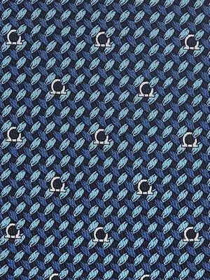 FERRAGAMO Gancini Silk Tie With All-over Monogram Pattern