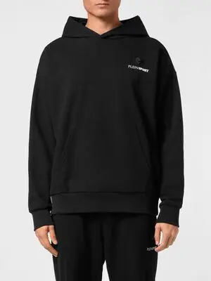 PLEIN SPORT Cotton Hooded Sweatshirt With Logo - Black