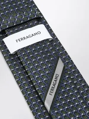 FERRAGAMO Gancini Jacquard-pattern Silk Tie