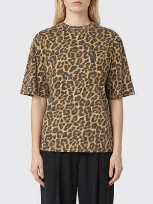 ANINE BING Animal Print Cotton T-shirt - Brown