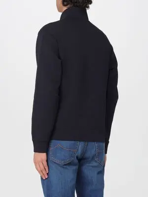 Emporio Armani Cotton Blend Zip-up Sweatshirt - Blue