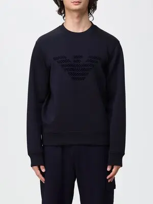 Emporio Armani Cotton Blend Zip-up Sweatshirt - Navy