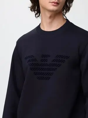 Emporio Armani Cotton Blend Zip-up Sweatshirt - Navy