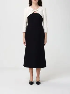 Valentino Garavani Bi Virgin Wool And Silk Midi Dress With Abstract Two-tone Pattern