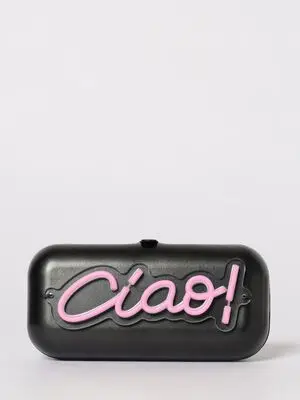 Moschino Ciao!" Neon Polyurethane Clutch - Black