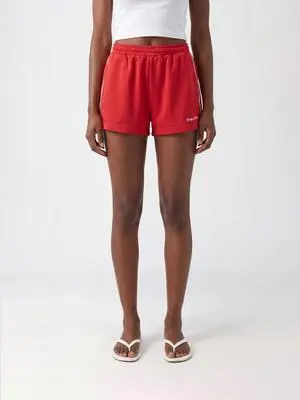 SPORTY & RICH Logo Jogging Shorts In Recycled Cotton - Red