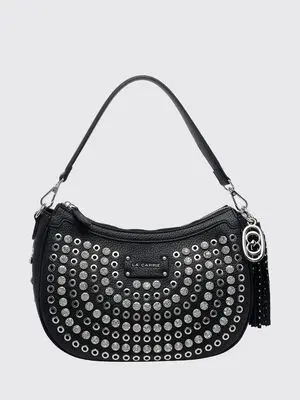LA CARRIE Andromeda Crystal-embroidered Shoulder Bag With Eyelets - Black