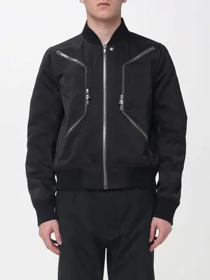 Rick Owens Heizer Bomber Jacket In Technical Fabric - Black