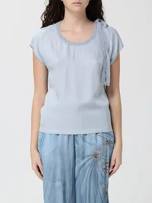 Pinko Viscose T-shirts With Bow - Blue