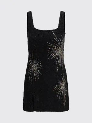 Staud Beaded Sheath Mini Dress With A Square Neckline And Front Slit