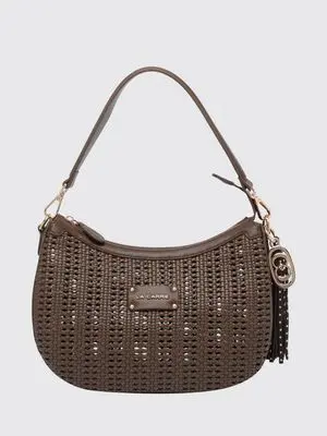 LA CARRIE Woven Shoulder Bag With Tassels And Removable Pouch - Brown