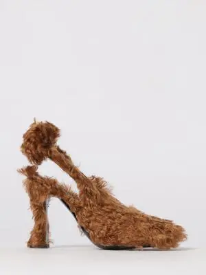 Moschino Mohair Slingback Pumps - Coffee
