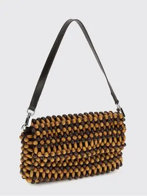 Staud Timmy Beaded Wood Shoulder Bag With Removable Leather Handle