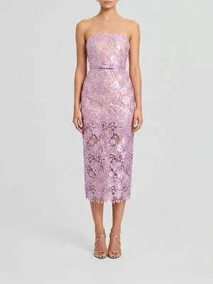 Retrofete Off-the-shoulder Sequined Macramé Lace Sheath Dress - Pink