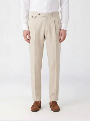 BRIGLIA 1949 Slim Fit Chino Pants In A Cotton And Linen Blend - Brown
