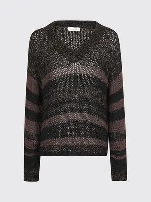 ROBERTO COLLINA Striped Cotton V-neck Sweater