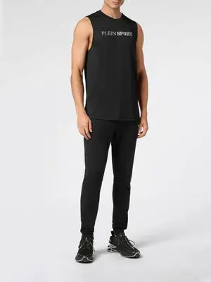 PLEIN SPORT Printed Polyester Sleeveless Tank Top - Black