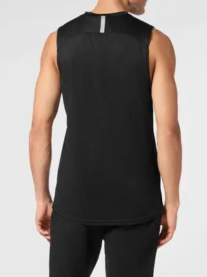 PLEIN SPORT Printed Polyester Sleeveless Tank Top - Black