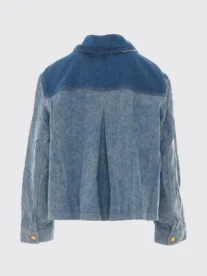 GANNI Cropped Patchwork Denim Jacket In Cotton Denim