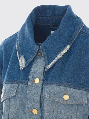 GANNI Cropped Patchwork Denim Jacket In Cotton Denim