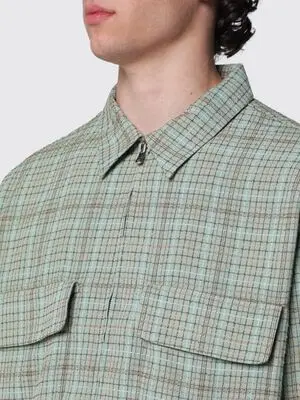 Needles Dobby Grid Check Rayon-blend Overshirt With Flap Pockets