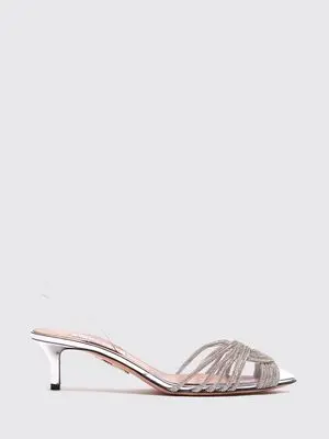 AQUAZZURA Gatsby Laminated Patent Leather And Pvc Pumps With Rhinestones - Silver