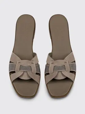 DOUCAL'S Suede Mules With Embellished Ornament