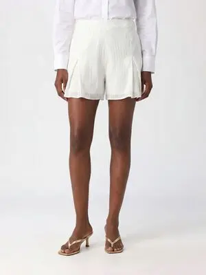 ROTATE BY BIRGER CHRISTENSEN Striped Cotton-blend Shorts With Side Zip Closure - White