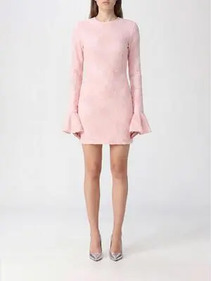 ROTATE BY BIRGER CHRISTENSEN Floral Print Mesh Long Sleeve Mini Sheath Dress - Pink