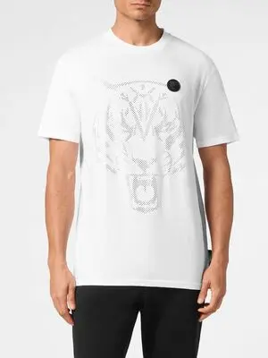PLEIN SPORT Cotton T-shirt With Rhinestones - White