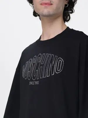 Moschino Cotton T-shirt With Rhinestone Logo
