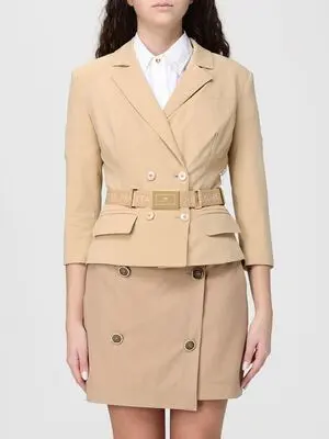 Elisabetta Franchi Double-breasted Blazer With Belt - Camel