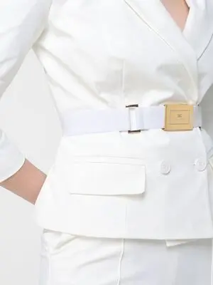 Elisabetta Franchi Double-breasted Blazer With Belt - Ivory