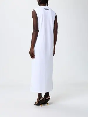 Moschino Sleeveless Crewneck Midi Dress With Graphic Print
