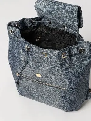 Borbonese Eco Line Backpack With Drawstring And Flap Closure