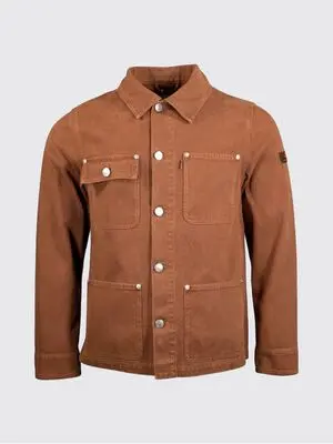 Peuterey Cotton Shirt Jacket With Metal Button Detailing - Brown