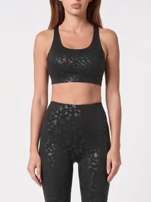 PLEIN SPORT Animal Print Shiny Lycra Cropped Bandeau Top